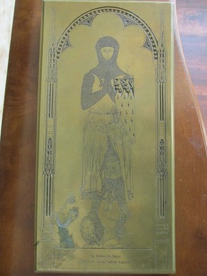 Vintage BRASS Wall Plaque SIR ROBERT de BURES 1302 A.D. Acton Suffolk ...