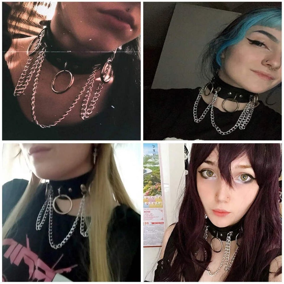 Harajuku Chocker Sexy Heart Lock Key Rivets Black Goth Punk Chokers ...