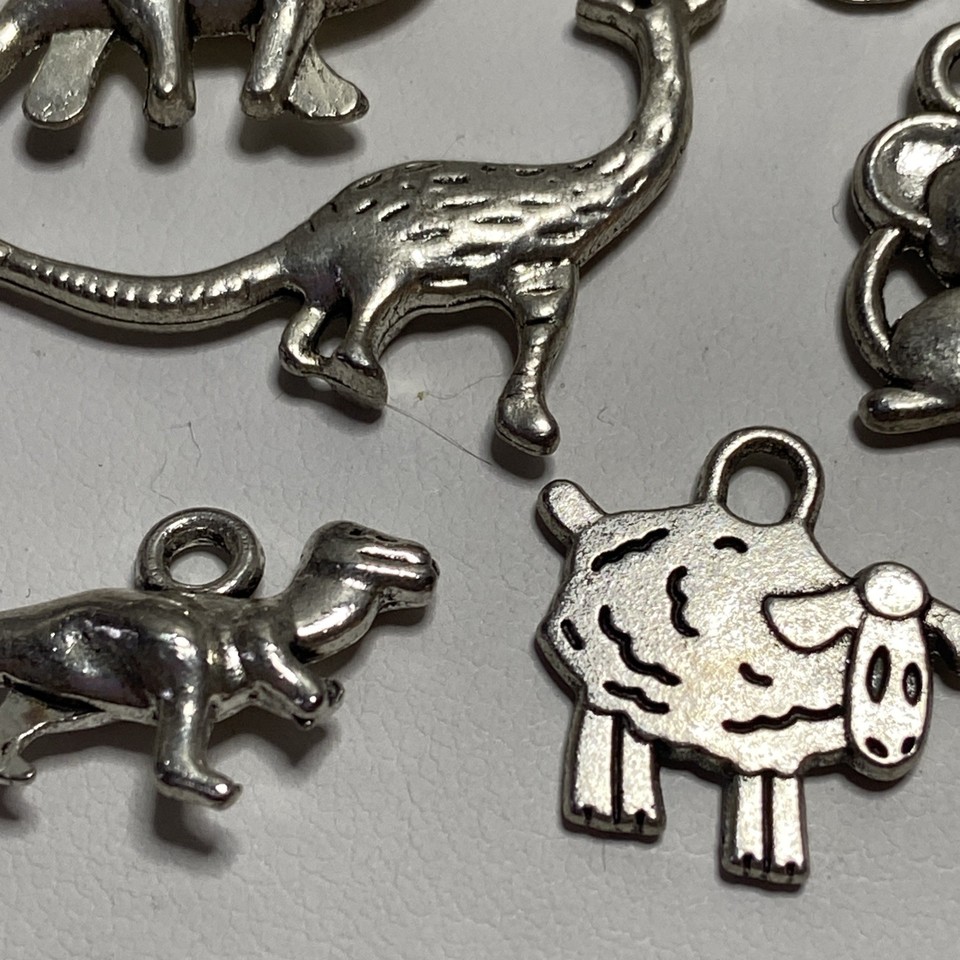 15 Vintage Tibetan Silver Alloy Metal Dino Fox Sheep Charms Crafting ...