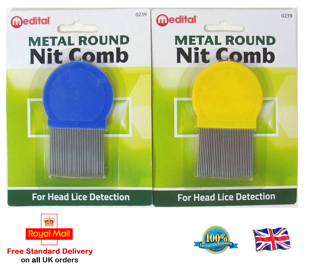 Metal Round Nit Comb Hair Fine Tooth Toothed Remove Gritty Nitty Head ...