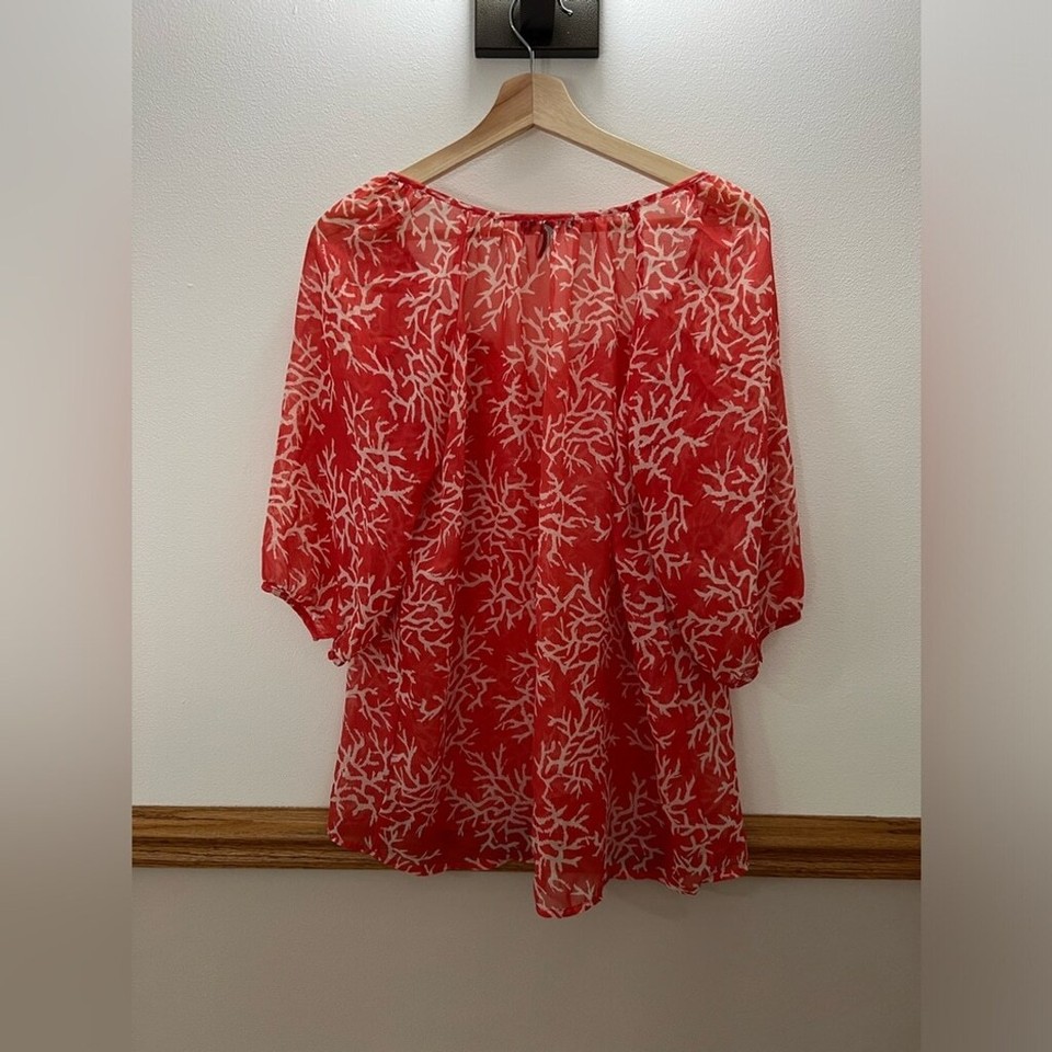 Daisy Feuntes Hot Pink Coral Sheer Blouse Size Small/Medium | eBay