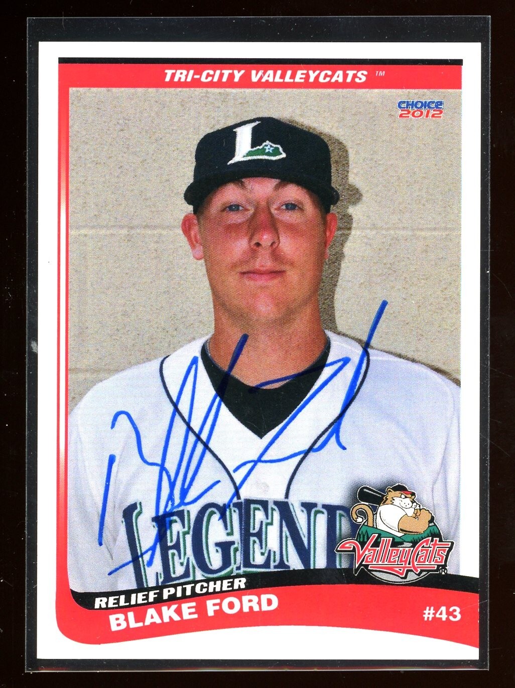 2012 TriCity Valleycats BLAKE FORD Signed Card autograph auto ASTROS ...