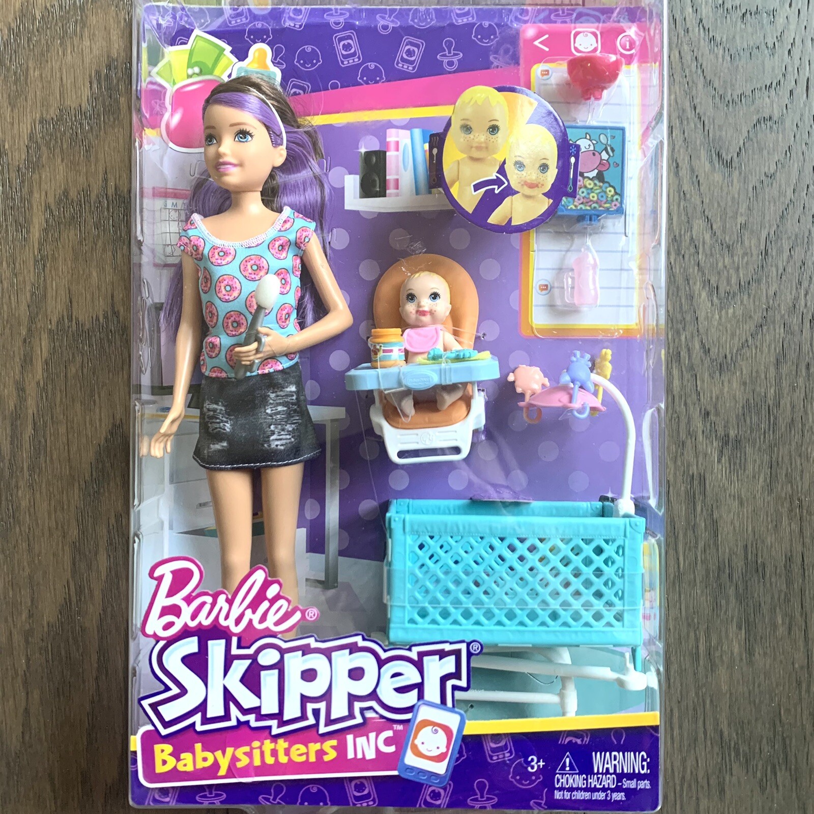 Mattel 2018 Barbie Skipper Babysitters Inc FHY98 Brunette Purple ...