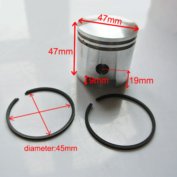 47mm 80cc Piston & Piston Rings Kit For Motorised Bicycle Motorized ...
