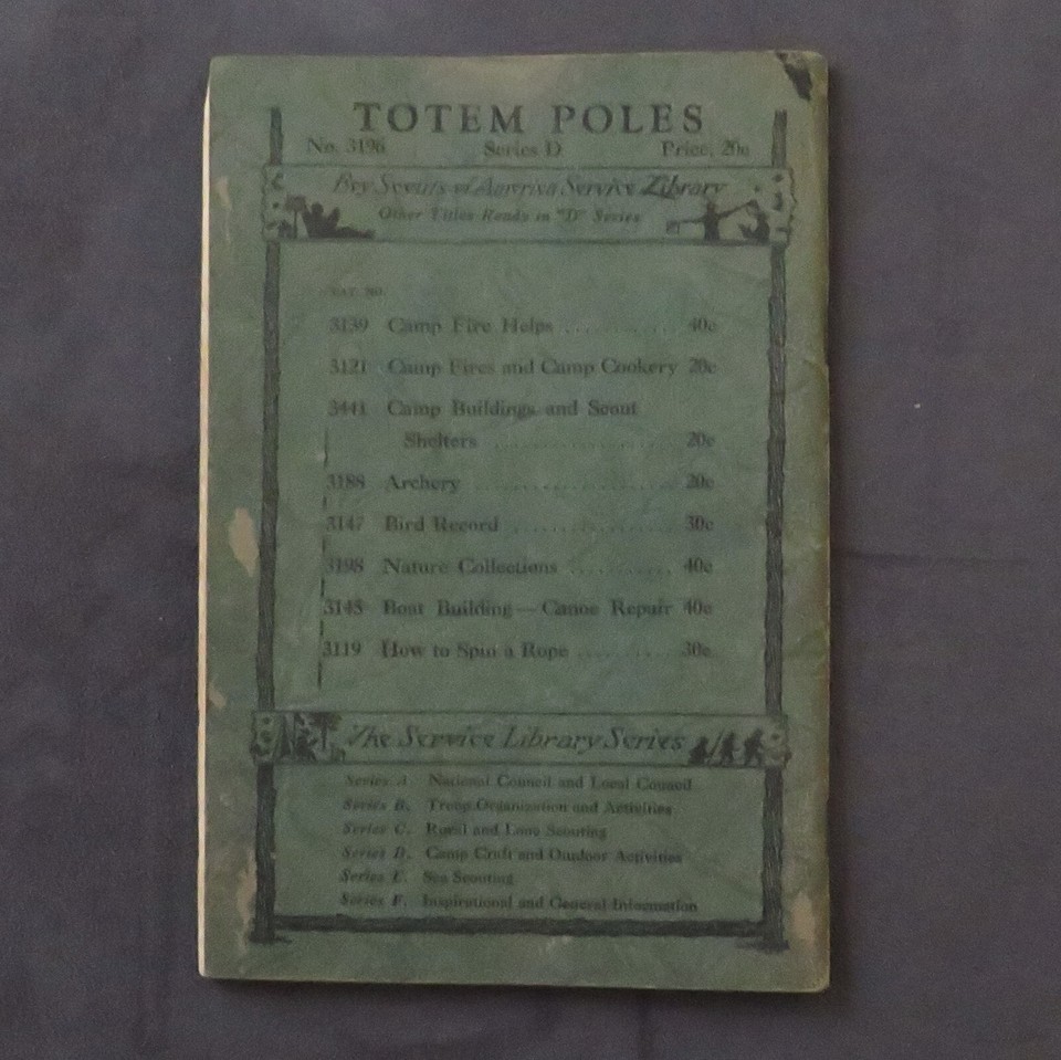 1930 Boy Scouts of America Totem Poles Booklet #3196 Robert De Groat | eBay
