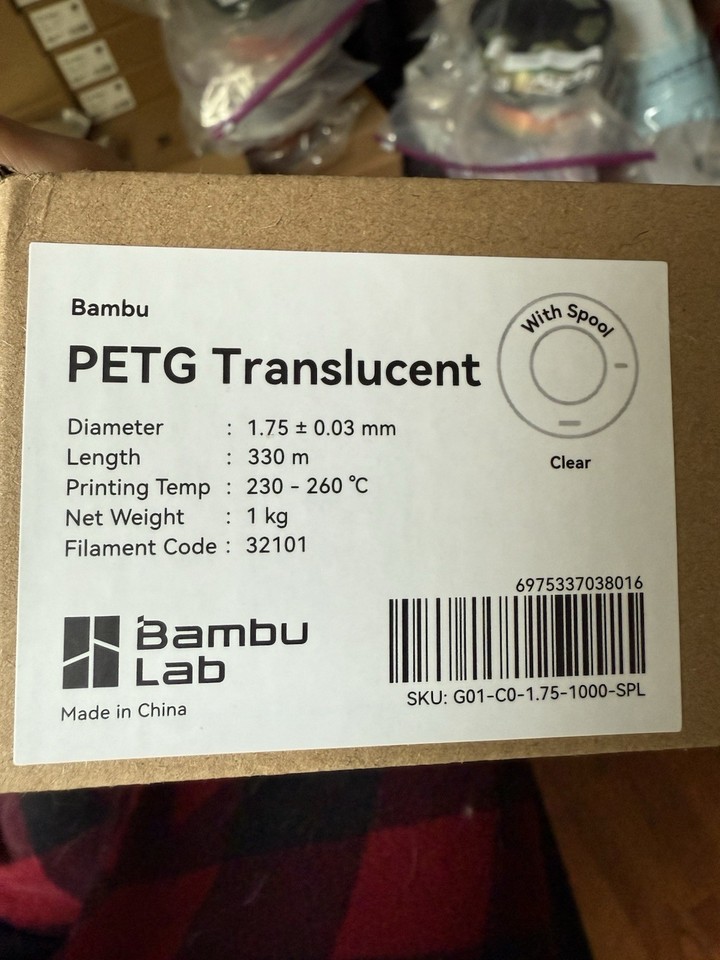 Bambu Lab Filament | PETG Translucent Clear| Factory Sealed Box | eBay