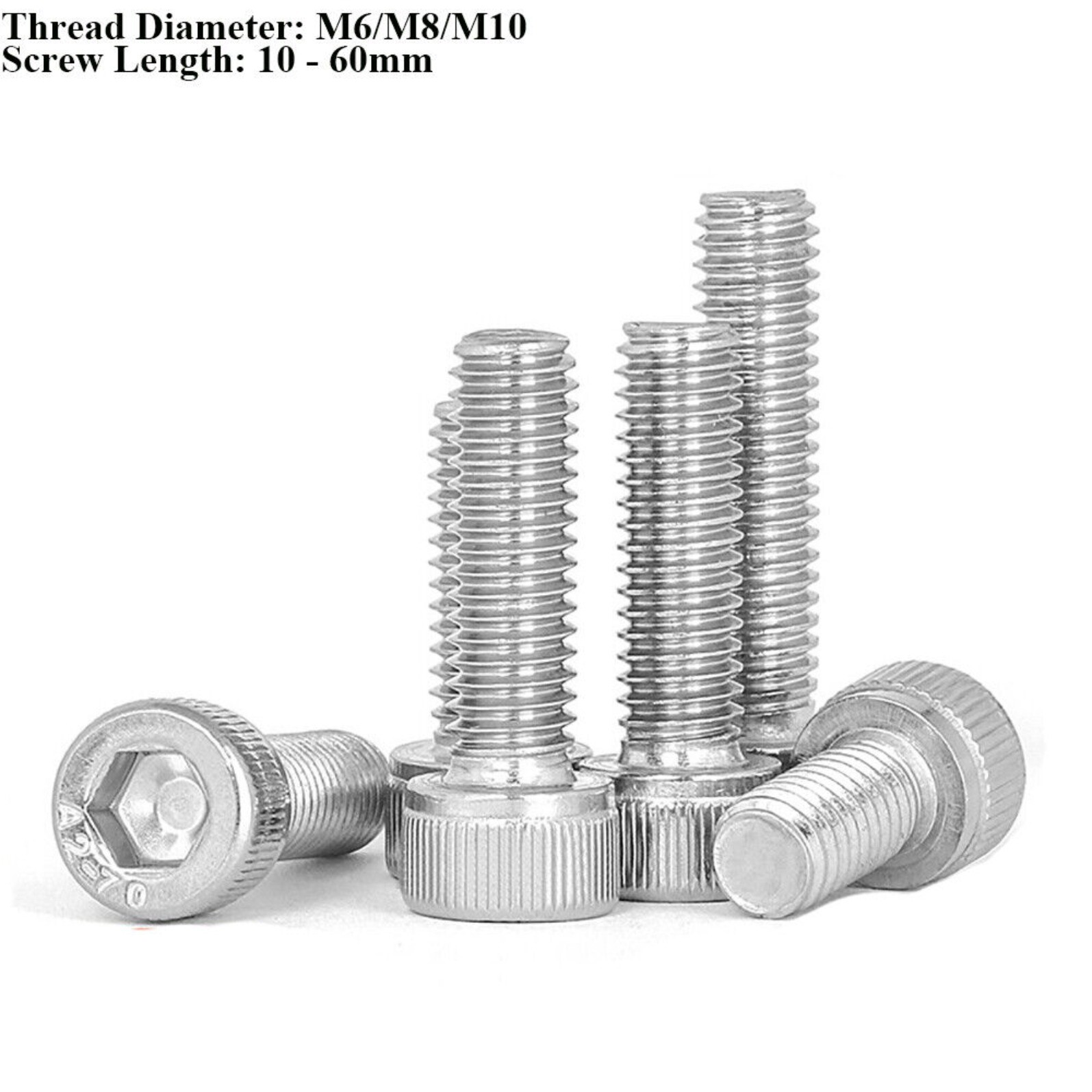 M6 M8 M10 A2 stainless steel fine thread hexagon socket screw / fine ...
