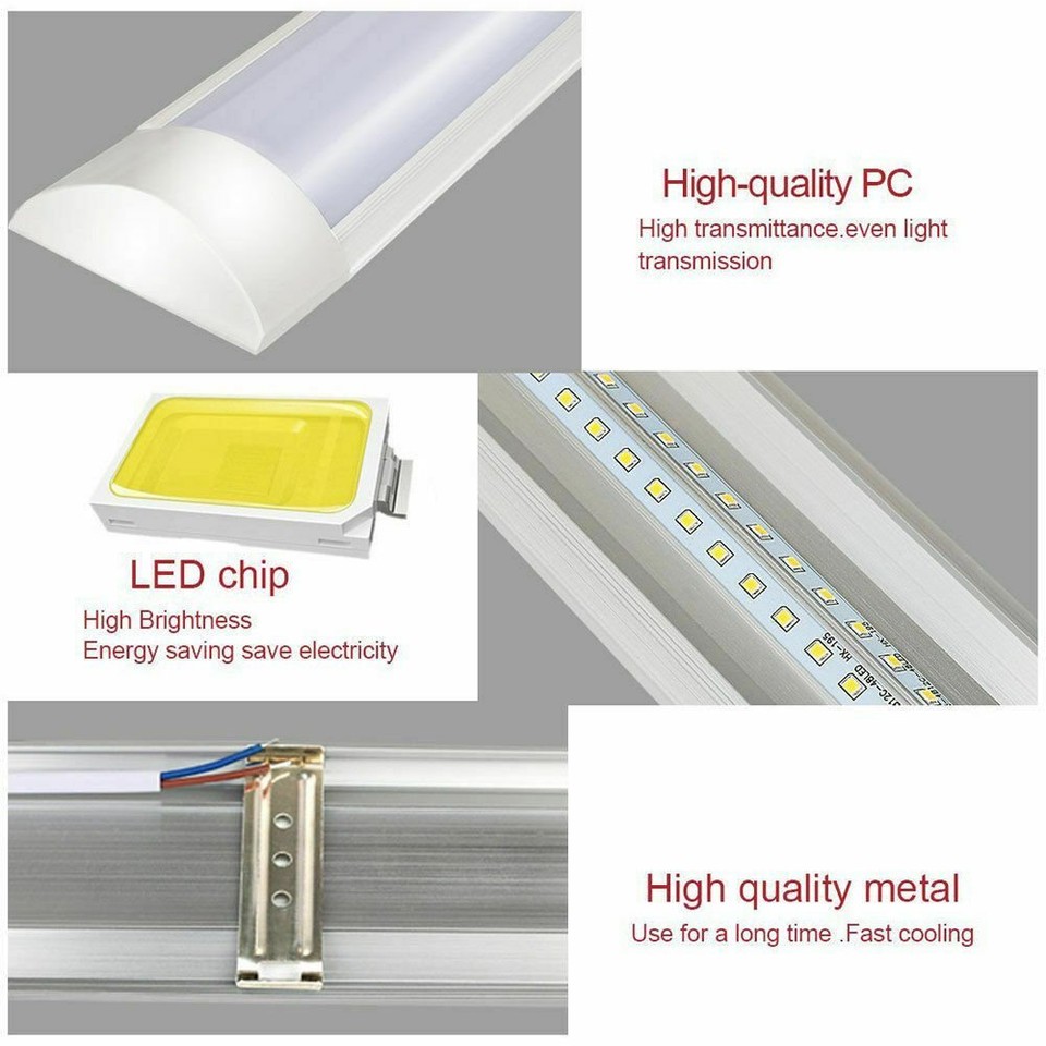 LED Batten Light Ceiling Tube Fluorescent 6500K 4FT 5FT 6FT 8FT Strip ...