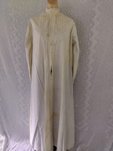Antique Victorian Edwardian White Cotton Night Gown robe | eBay