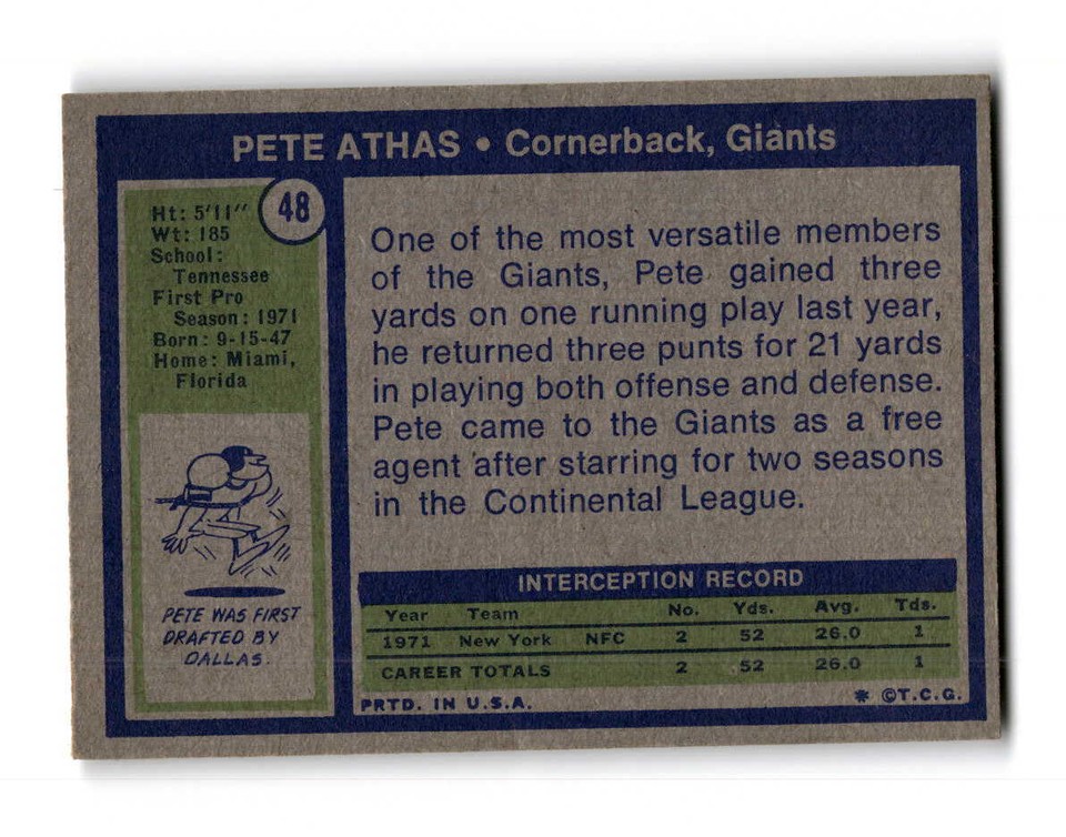 1972 Topps Pete Athas RC 48 | eBay