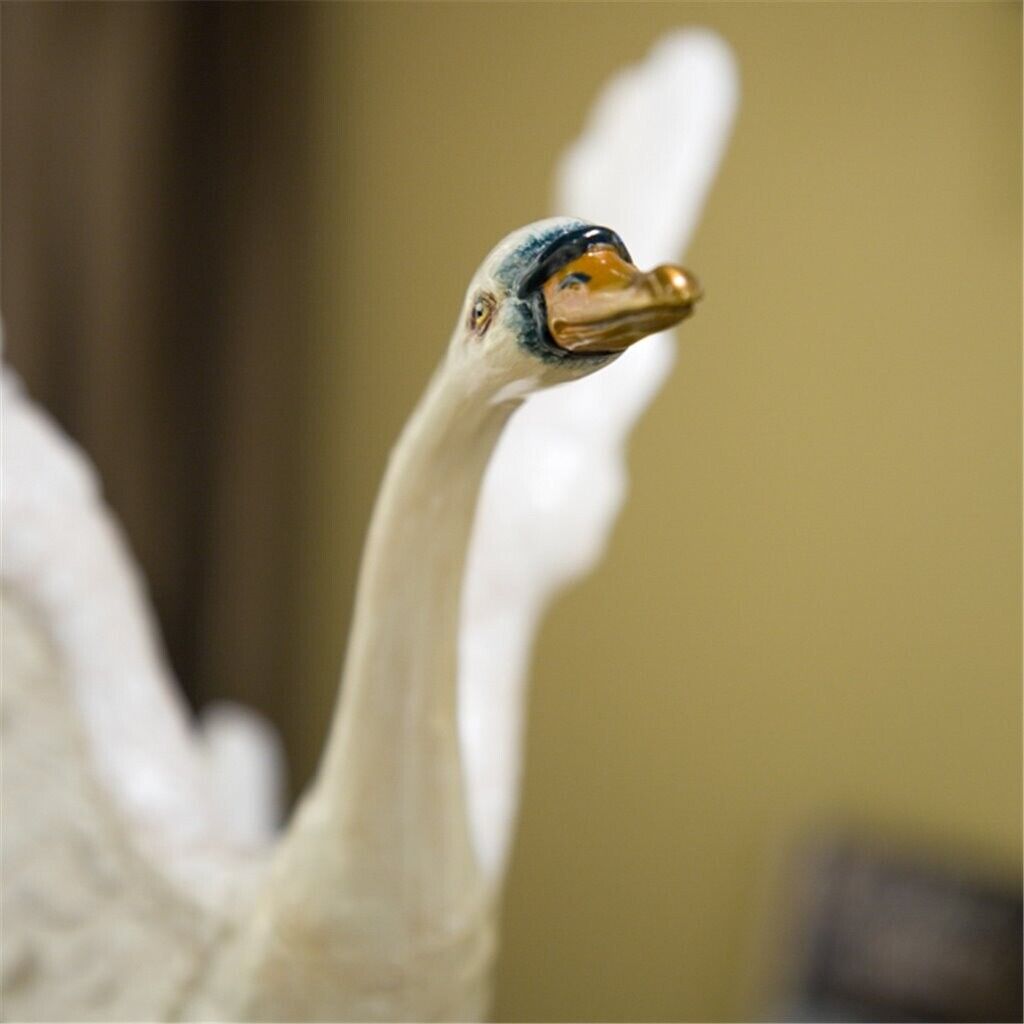 PORCELAIN AND BRONZE DOUBLE SWANS IN FLIGHT FIGURINE | eBay