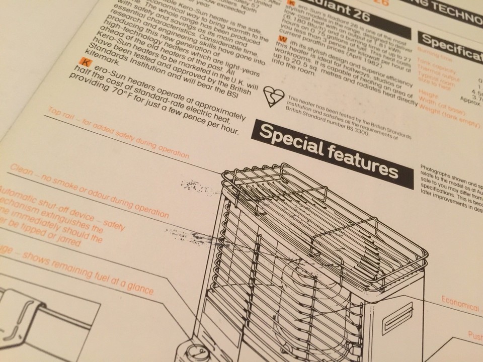 KSM Kerosun Radiant 26 Heater Original 1980s Vintage Sales Brochure | eBay