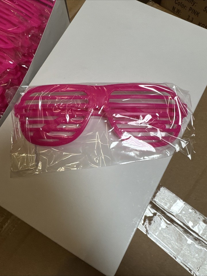 100 x Pink Shutter Shades 80s Neon Fancy Dress Wholesale Bulk But Job ...