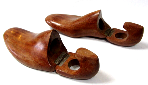 Antique Bootmakers Sz 11 US WOOD SHOE TREE w/Brass Hinge shoe form mold ...