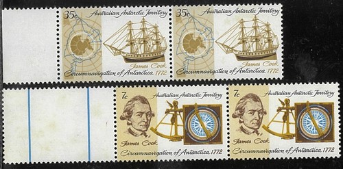 1972 AAT Bicentenary Cook 7c/35c Tab Strips - Antarctica ...