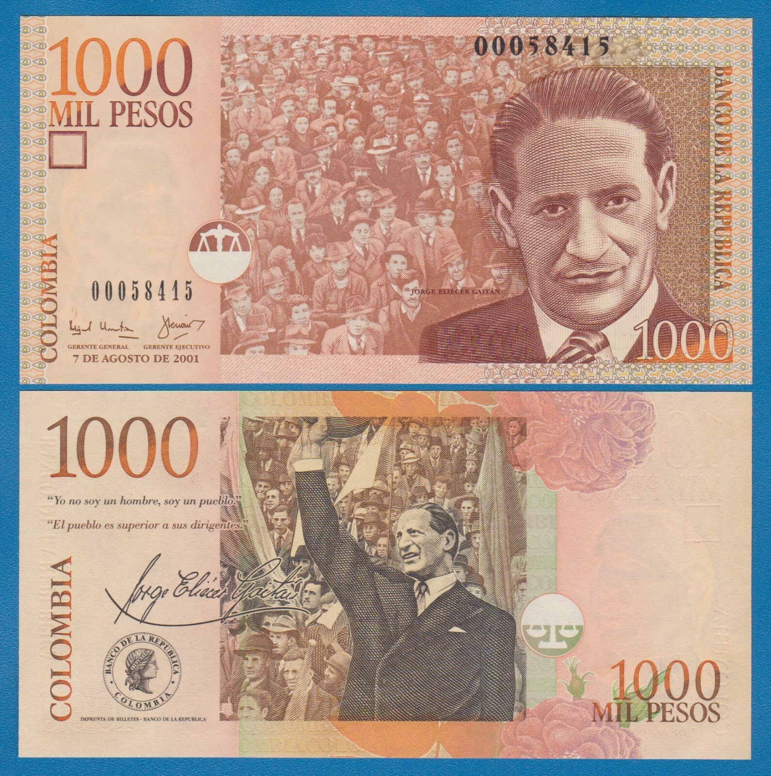 Colombia 1000 Pesos P 450a 2001, UNC, LARGER NOTE ( P 450 a ) | eBay