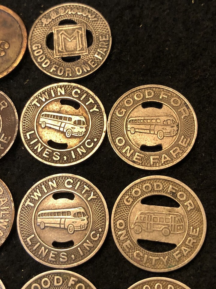 Rare Collectible Set 14 Antique Bus Train Tram & Gambling Tokens | eBay