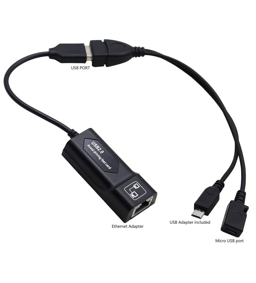 LAN Ethernet Rj45 Connector OTG USB Adapter Cable for Amazon Fire Stick ...