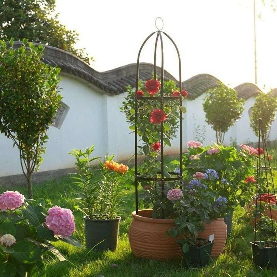 🔥1.9M Plant Support Garden Obelisk Climbing Twisting Frame Metal Stand ...