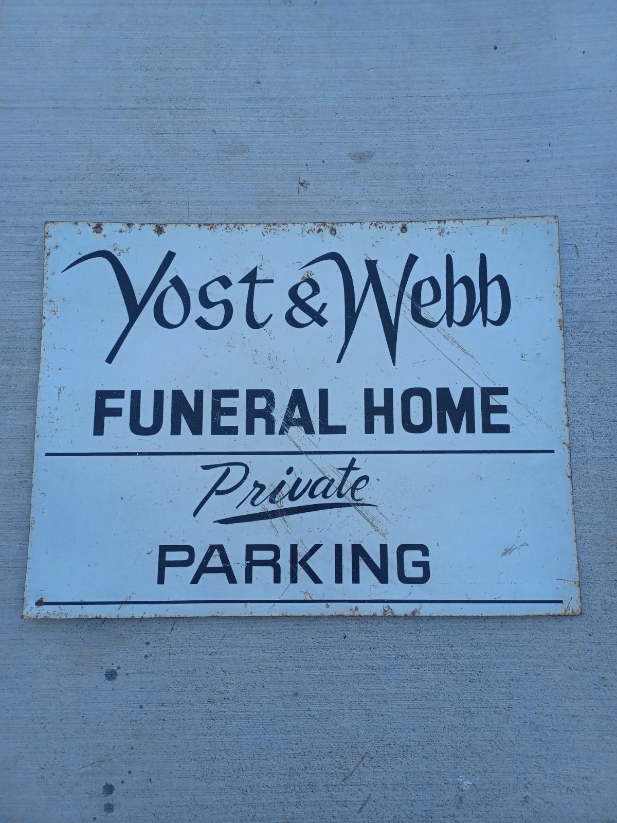 Vintage Funeral Home Double Sided Painted Metal Parking Sign 24" x 18 ...