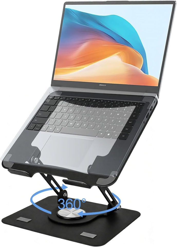 Laptop Stand with 360° Rotating Base, Ergonomic, Adjutable Height Muti ...