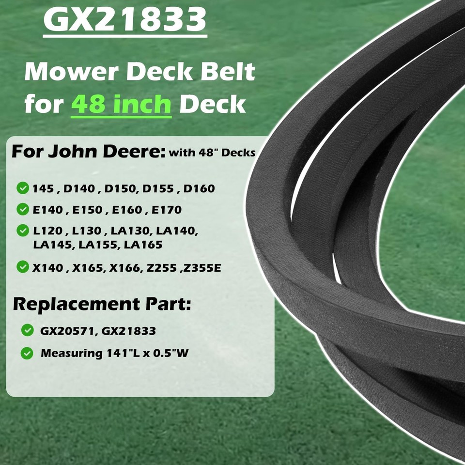 Lawn Mower 48" Deck Drive Belt for John Deere GX21833 GX20571 48 Inch ...