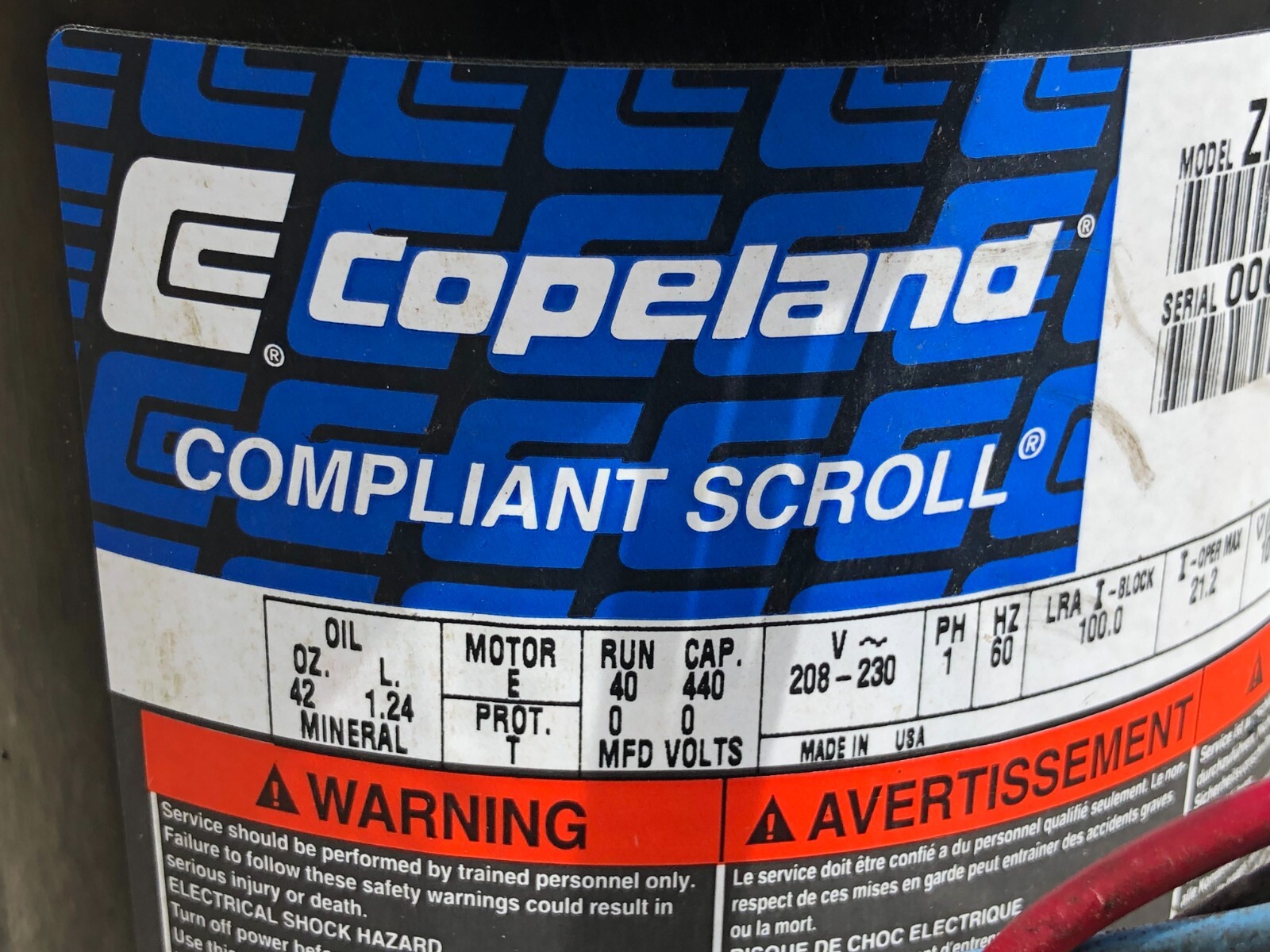 Copeland ZR36KC-PFV-130 3 Ton Compressor | eBay