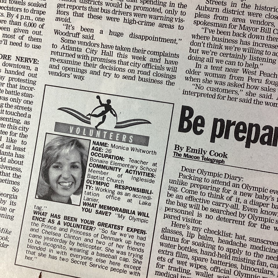 Macon Georgia Telegraph Newspaper July 25, 1996 Olympics Strug ...