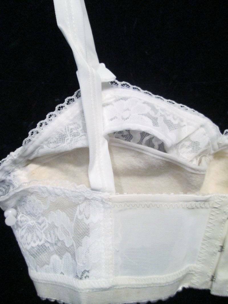 NOS Lady Cameo Couture Bra Custom Fitted WHITE LACE 3 HOOK Style 707 ...