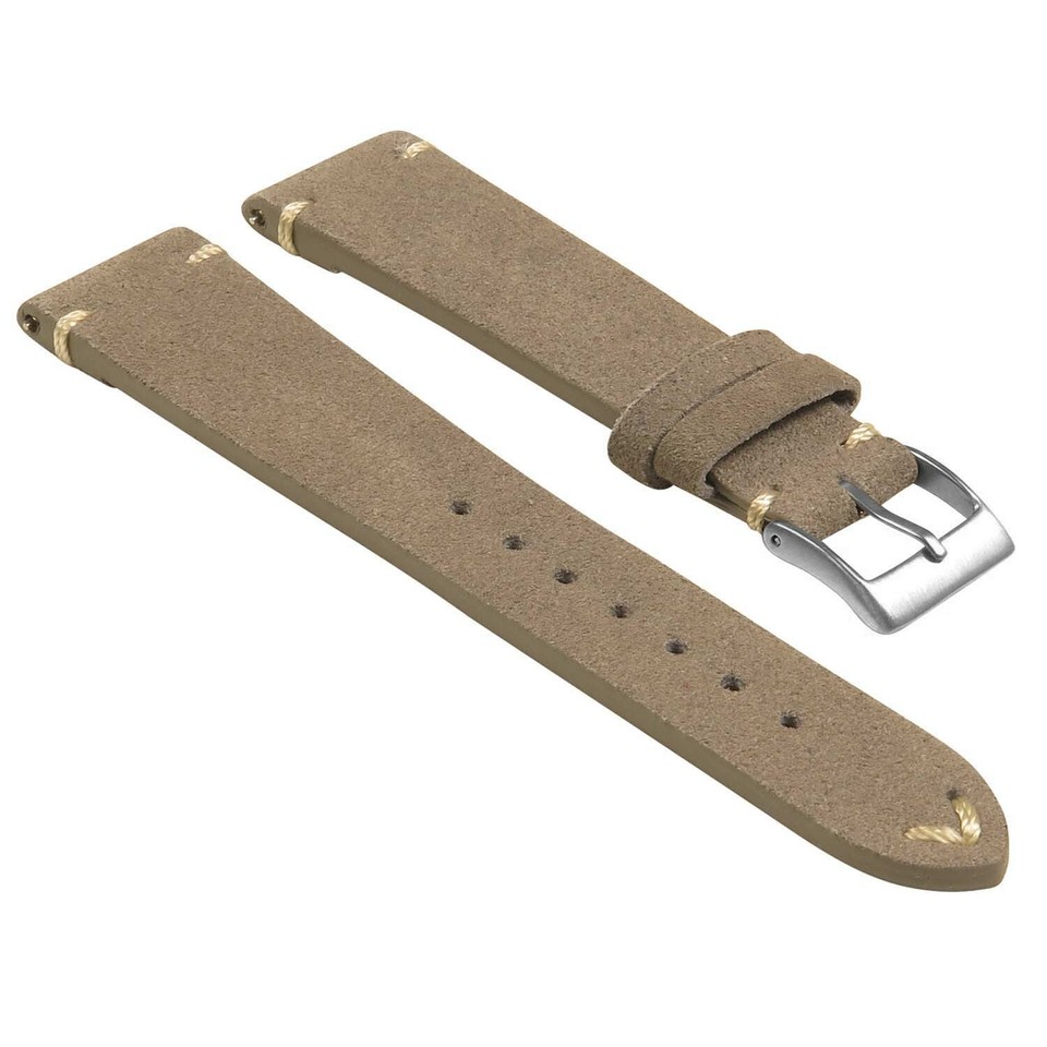 StrapsCo Suede Vintage Hand-Stitched Leather Watch Band Strap ...