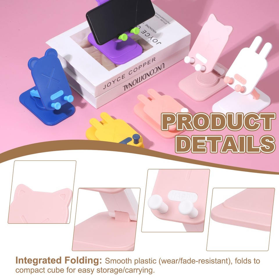 3Pcs Cell Phone Stand, Foldable Cute Cat Shape Mobile Phone Holder ...
