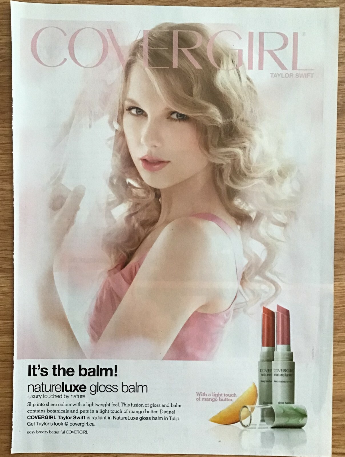 TAYLOR SWIFT VINTAGE PRINT AD – COVER GIRL – 2012 – NatureLuxe gloss ...