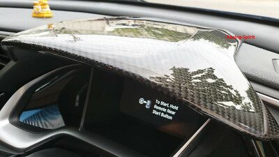 3D GLOSSY REAL TWILL CARBON FIBER DASH COWL COVER FOR 16-19 CIVIC FC FK ...