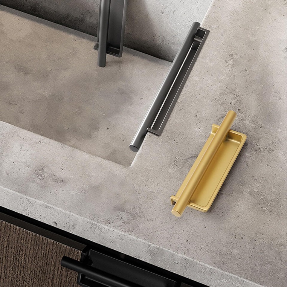 2Pack Recessed Drawer Pulls Modern Fashion Zinc Alloy Handle Recessed ...