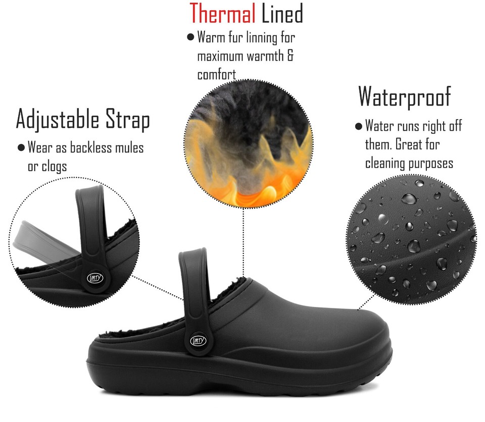 Womens Clogs Warm Fleece Lined Thermal Waterproof Garden Clogs House ...
