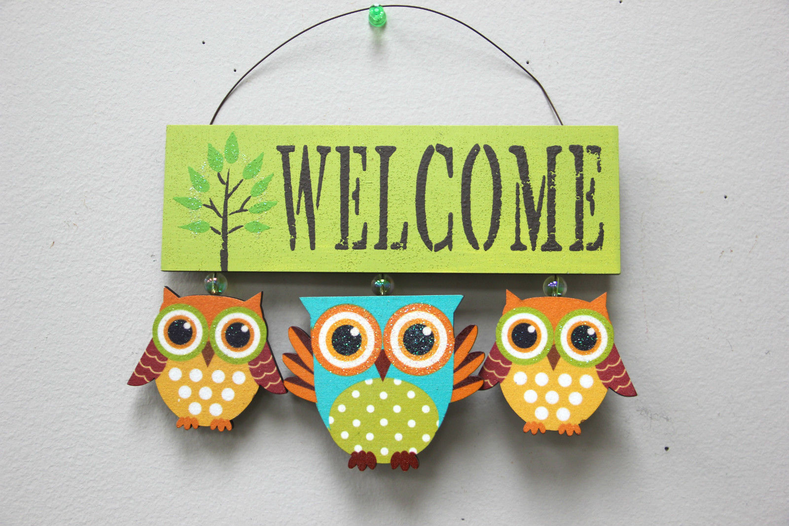 Wood Owls Welcome Sign Cute Door Hanging Welcome Plaque Decor | eBay