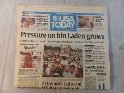 Sept 19, 2001 - USA TODAY- 9/11 -NEWSPAPER Complete | eBay
