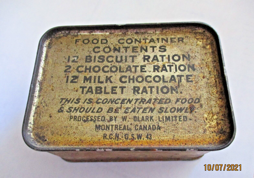 Vintage WW2 Canadian Field Ration Food Container R.C.N. G.S.W. 1943 | eBay