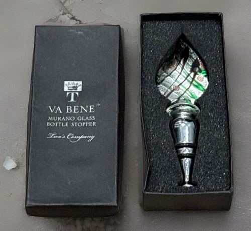 Va Bene Murano Art Glass Bottle Stopper Bar Wine Metallic Silver Twos ...