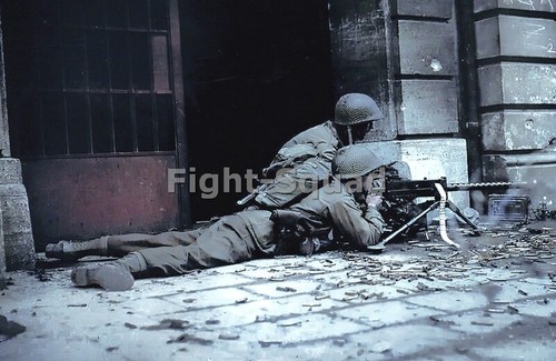 WW2 Picture Photo 1944 US Army M1919 Browning machine gun crew in ...