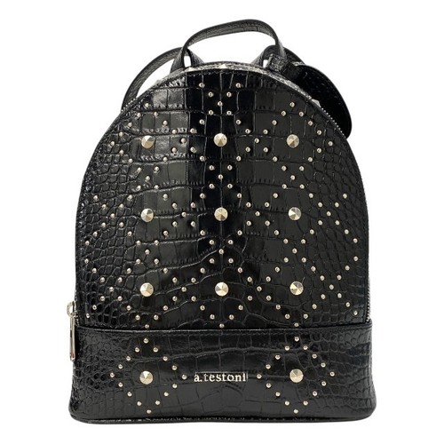 A.Testoni Croc Leather Backpack Black Studded Mini Used Authentic | eBay