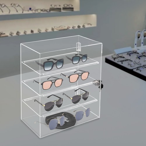 4-Tier Acrylic Display Case Clear Showcase Rotating Storage Shelf ...