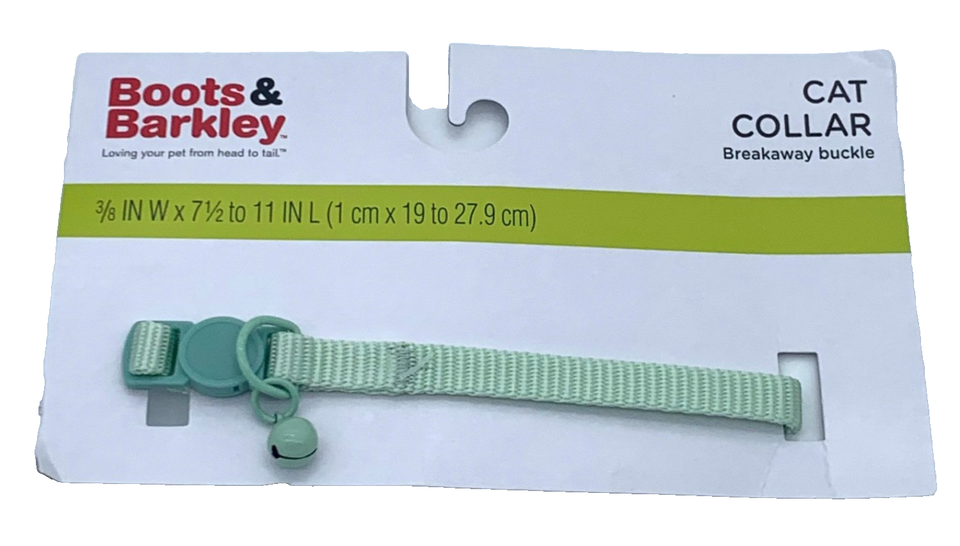 Boots&Barkley Cat Collar With A Bell Mint Color Breakaway Buckle Brand ...
