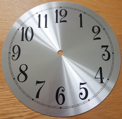 NEW - 8 Inch Clock Dial Face - Brushed Silver Finish 203mm Arabic ...