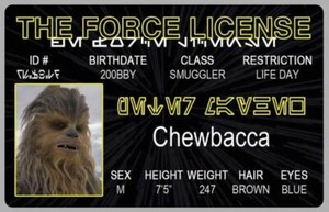 Chewbacca Star Wars Movie Novelty License ID Card The Force Wookie ...