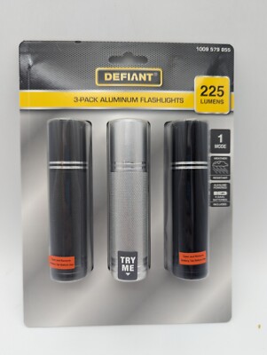 (3PACK) W/Batteries -DEFIANT 250 LUMENS ULTRA BEAM FLASHLIGHTS-Weather ...