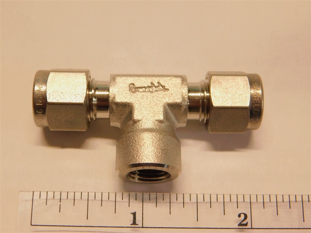 Swagelok SS-400-3-4TTF Stainless Branch Tee, 1/4" Tube to 1/4"Tube x 1/ ...