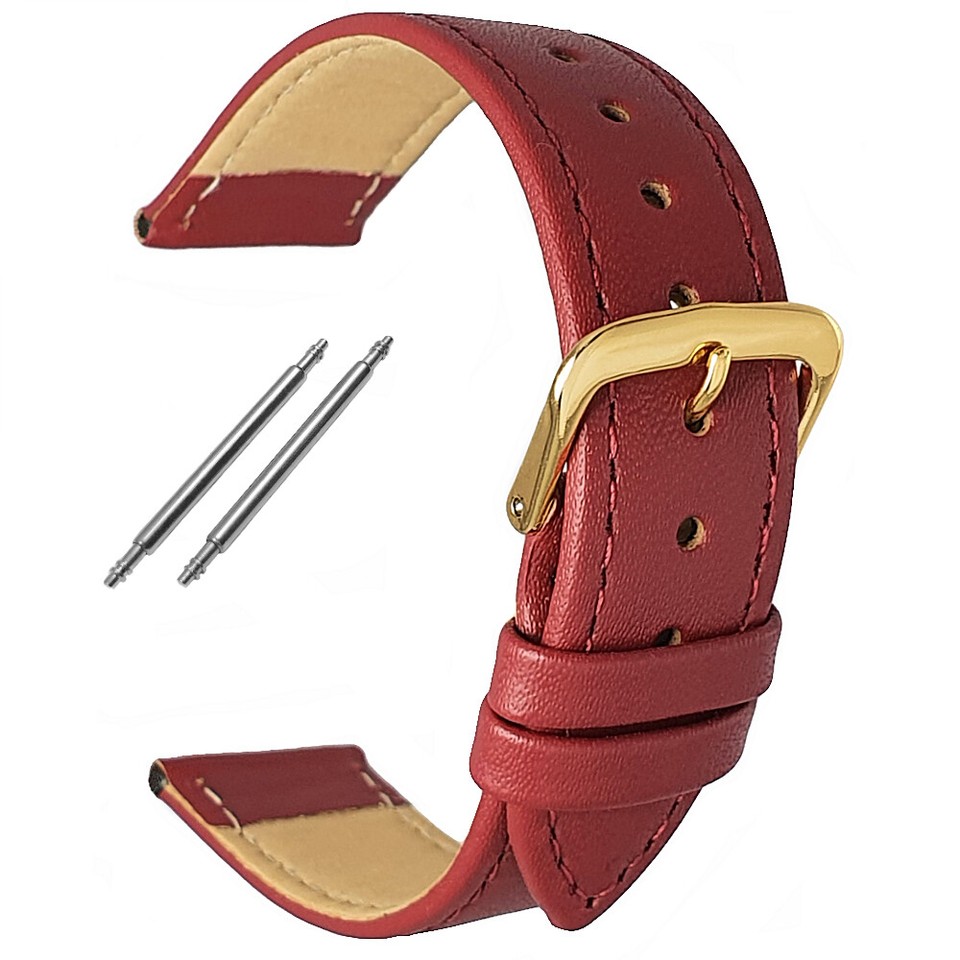 Men's Women's Red Leather Watch Strap Glove Grain Sizes 8mm-30mm | eBay UK