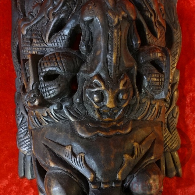 Chinese Wood Hand Carved Exorcising NUO MASK Walldecor-Divine General ...