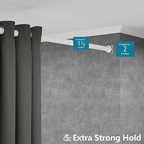 Heavy Duty Tension Curtain Rod for Windows, 83 to 123 Inches, Room ...